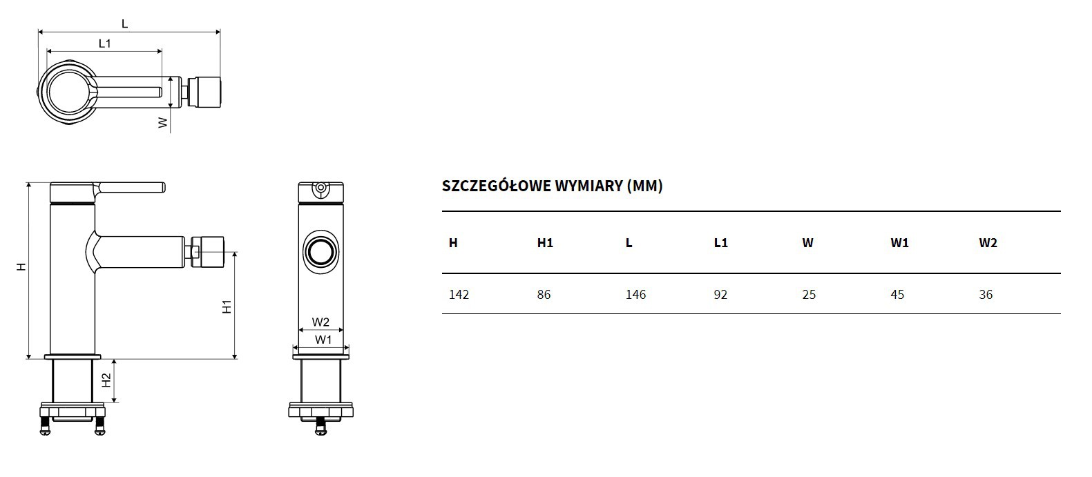 Actima PI Bateria bidetowa czarny mat (AREX.1203BL) - PROMOCJA