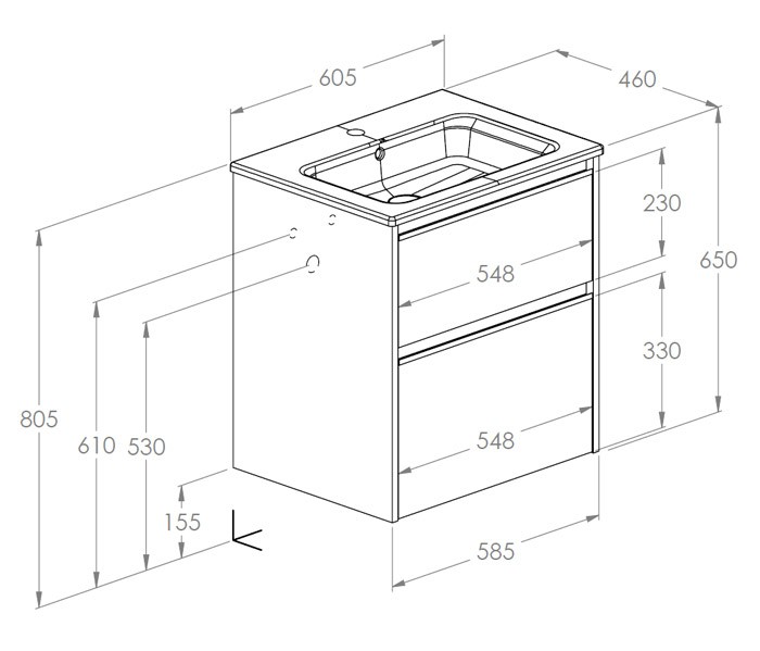 Roca Gap Pro Zestaw łazienkowy Unik szafka z umywalką slim 60 cm jasny ...