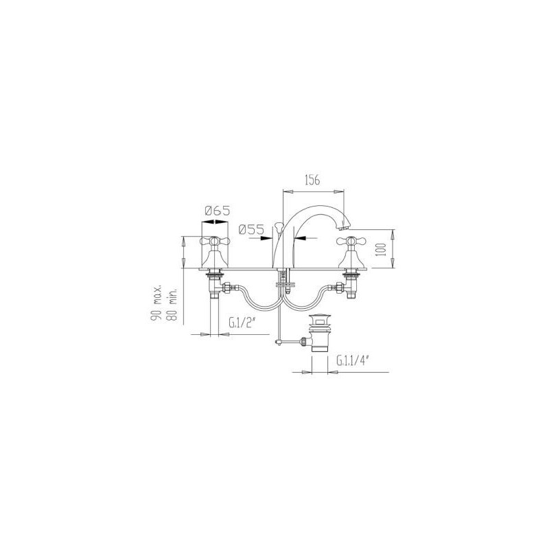 Demm Victorian Chrom Bateria umywalkowa 3-otworowa 2240V