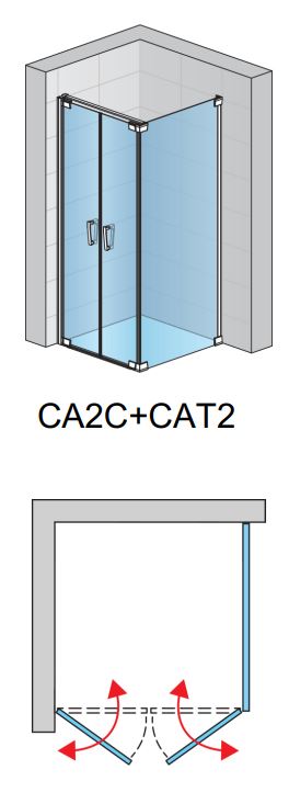 SanSwiss Cadura CA2C+CAT2 Kabina Prysznicowa Złota 2D 90x90 cm Szkło ...